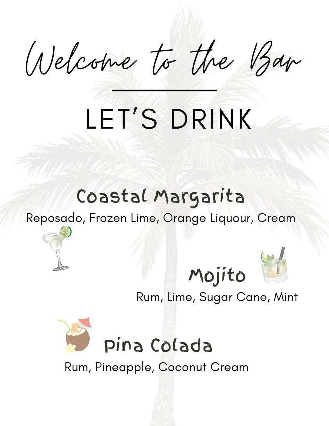 Cocktail Menu, Signature Drinks, Bar Menu, Bar Menu Template - Etsy