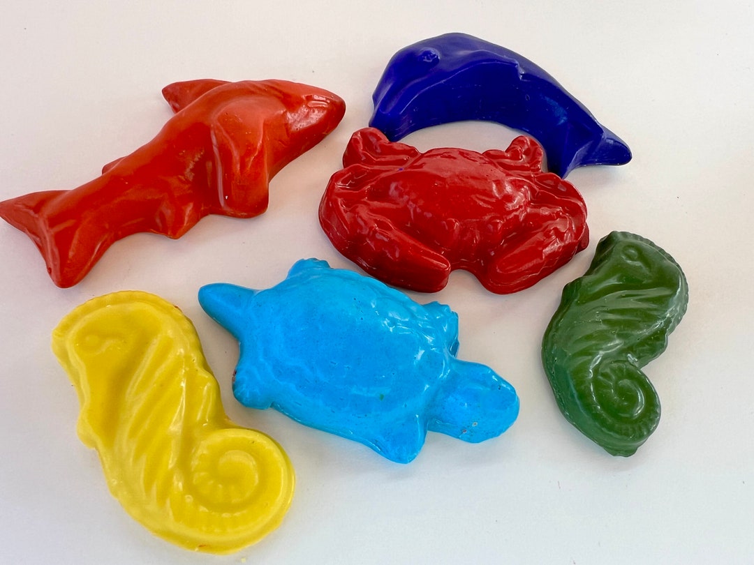 Marine Life Soy Crayon Set - Non-toxic Sea Animal Shapes, Ocean Toys ...