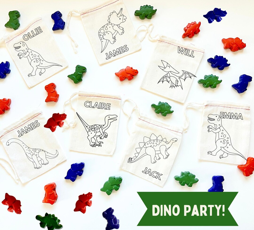 Dinosaur Birthday - Dino Party Favor Gift Bags - Color Your Own ...