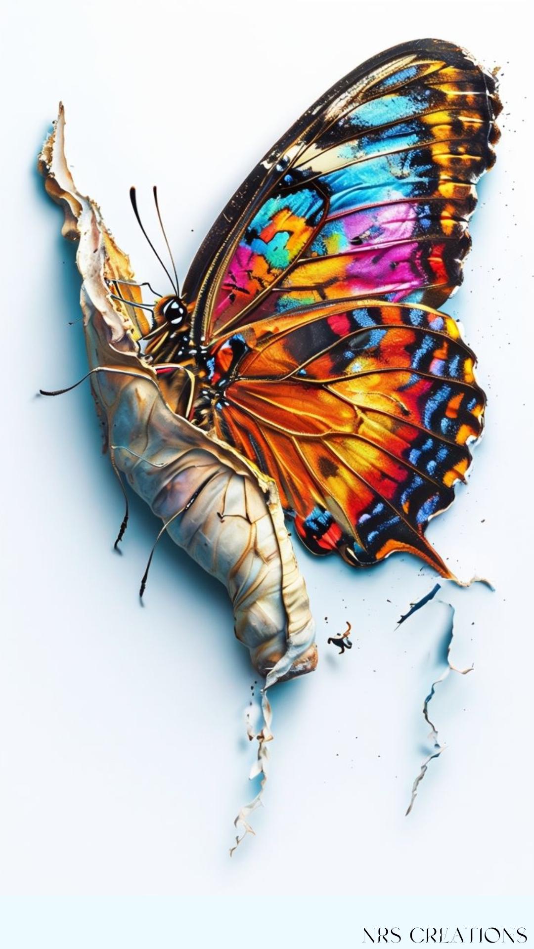 Vivid Butterfly Emerging From Cocoon Poster PNG - Etsy