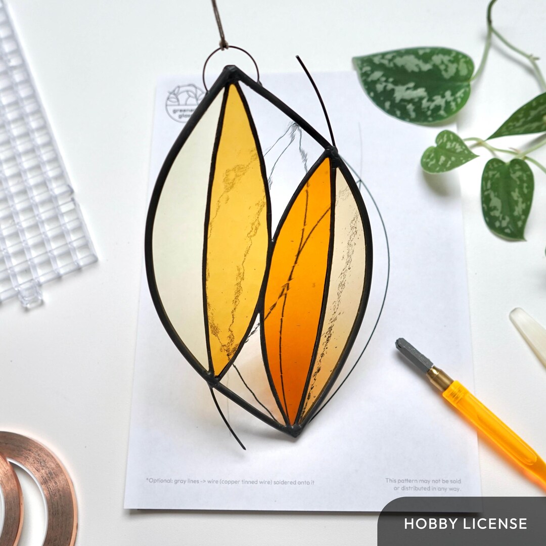 Stained Glass Pattern Leaf, Hobby License, Digital Download, DIY ...