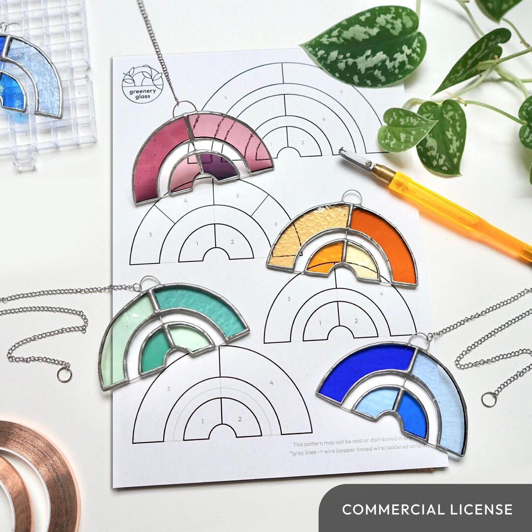 Stained Glass Half-circle Pattern, Commercial License, Digital Download ...