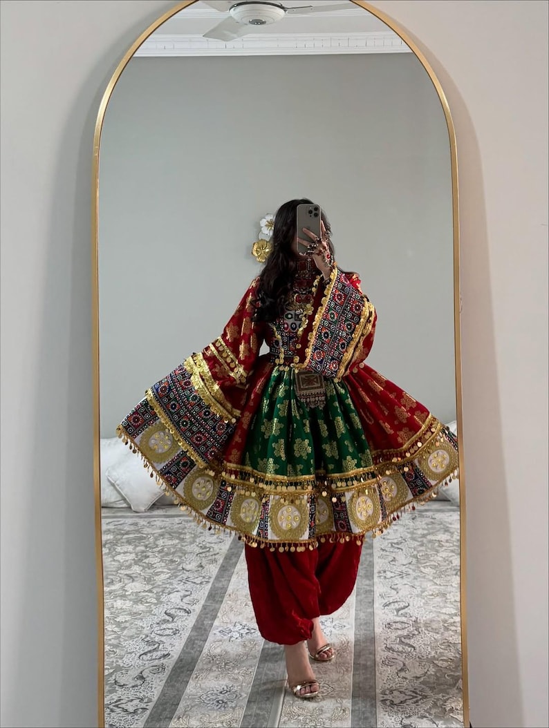 Handmade Afghan Kuchi Dress – Cherma Embroidery, Vintage Coins ...