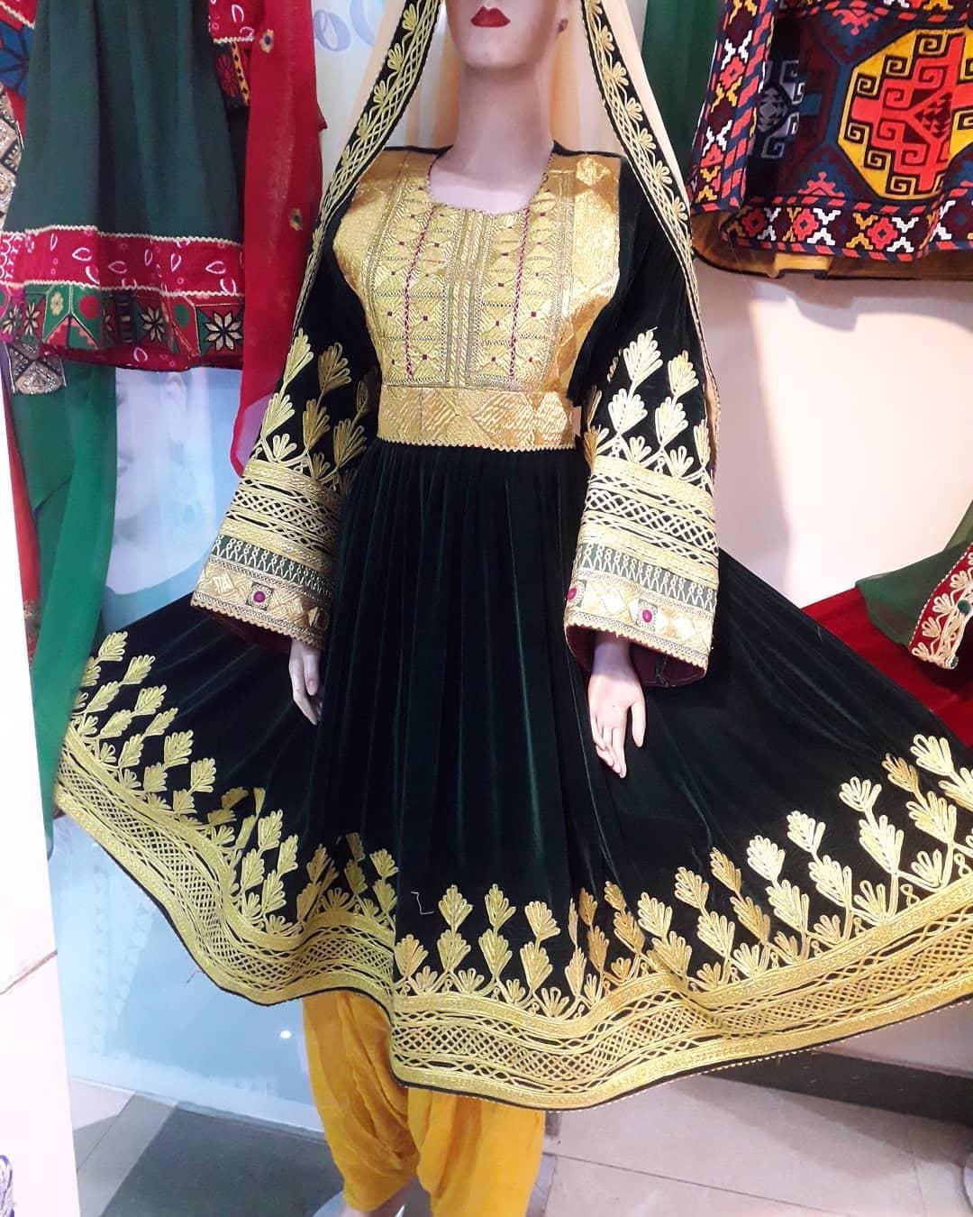 Handmade Velvet Afghan Kuchi Dress, Cherma Embroidery, Boho Wedding ...