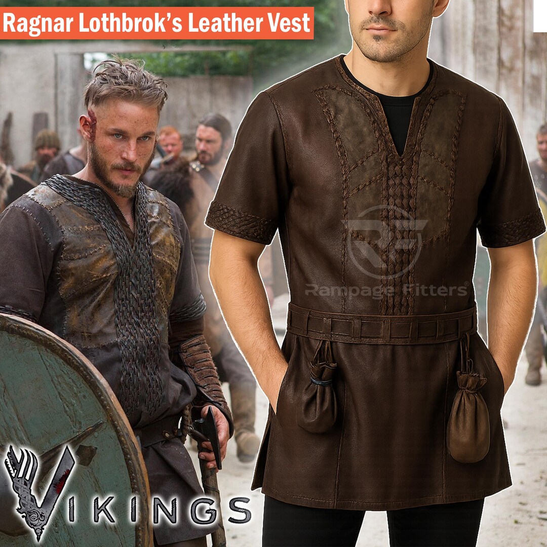 King Ragnar Viking Leather Jacket– Handmade Medieval Lothbrok Halloween ...