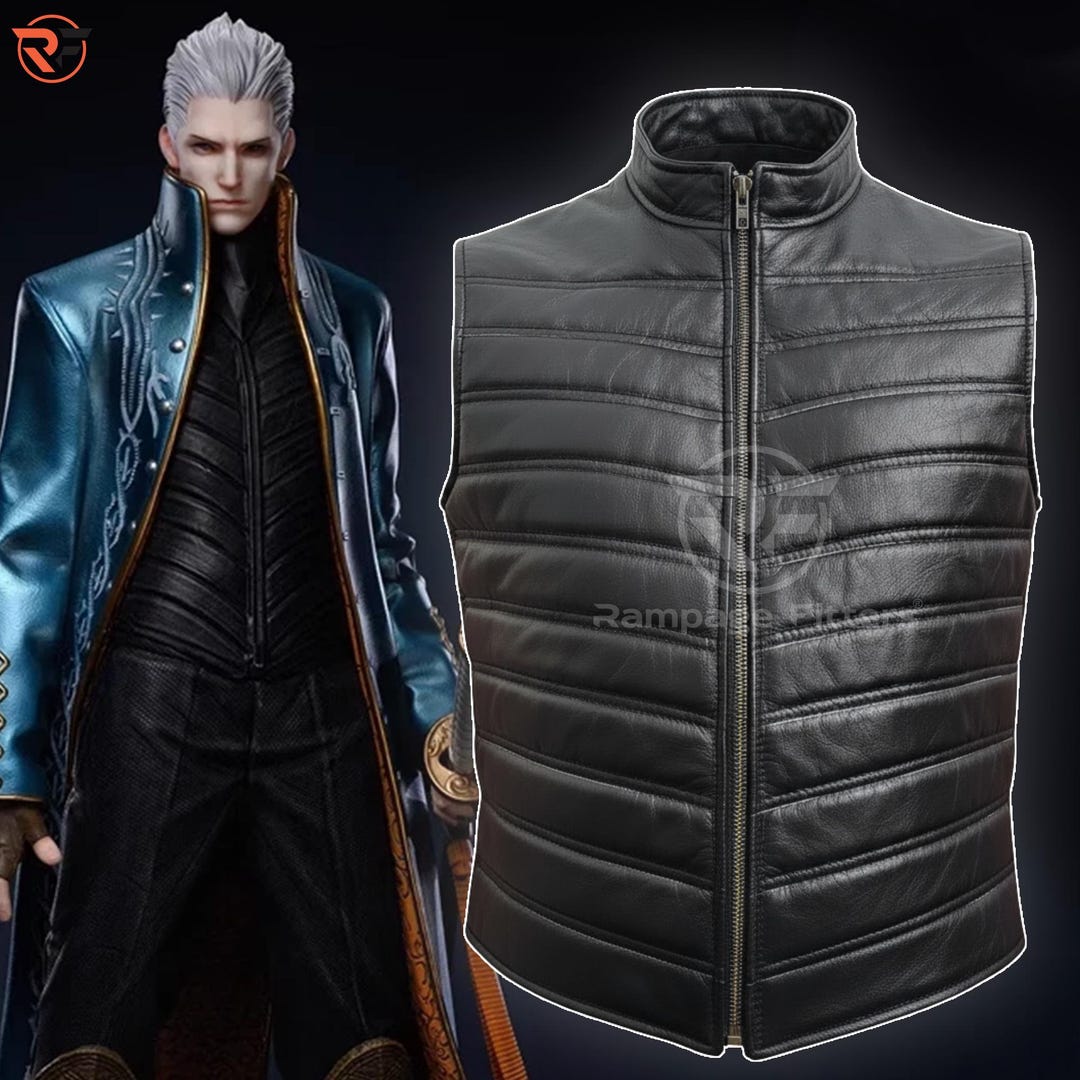 Vergil Devil May Cry's 5 Vest - Custom Fit Leather Vest Cosplay Costume ...
