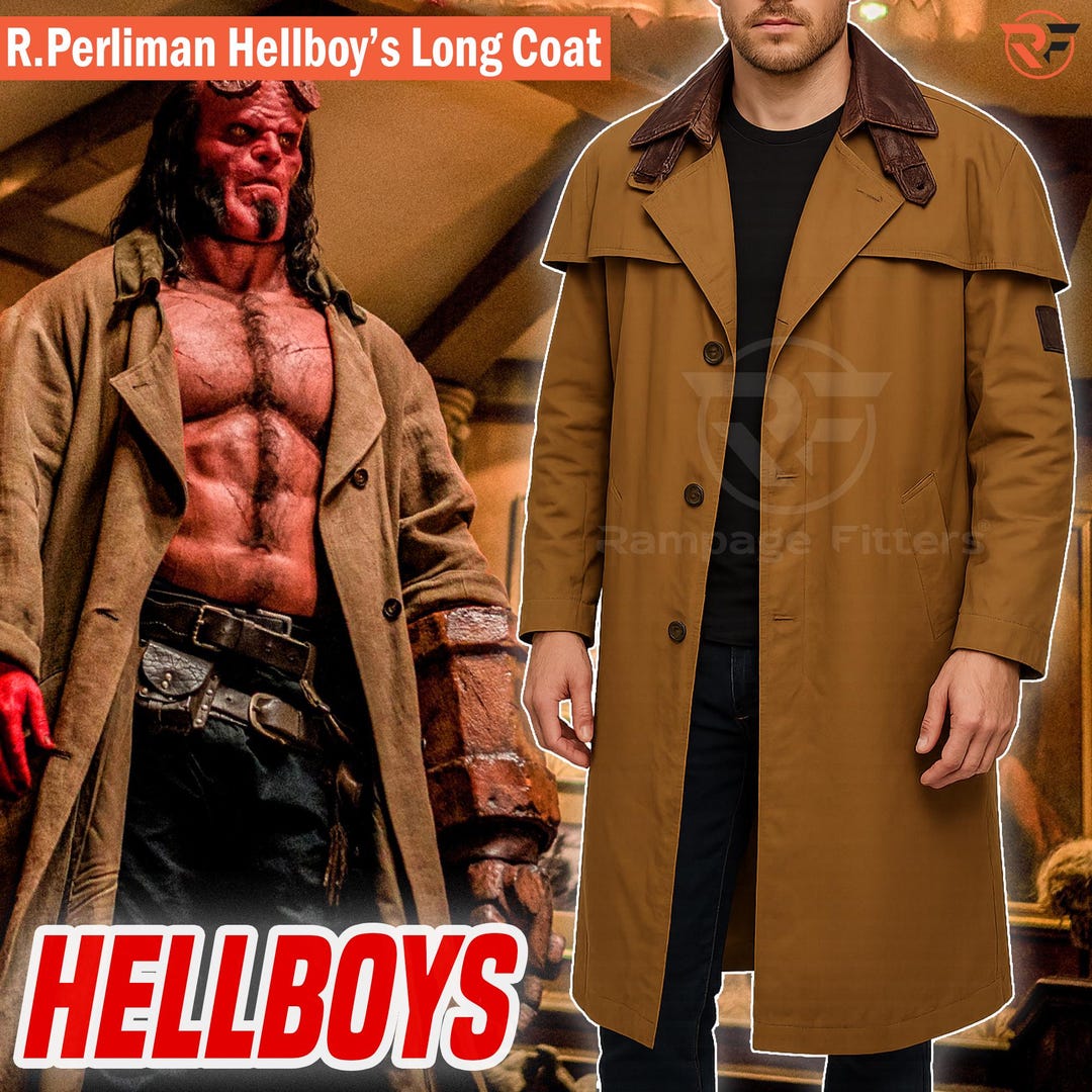 Ron Perlman Hell's Boy Golden Army Inspired Trench Coat - Long Cotton ...