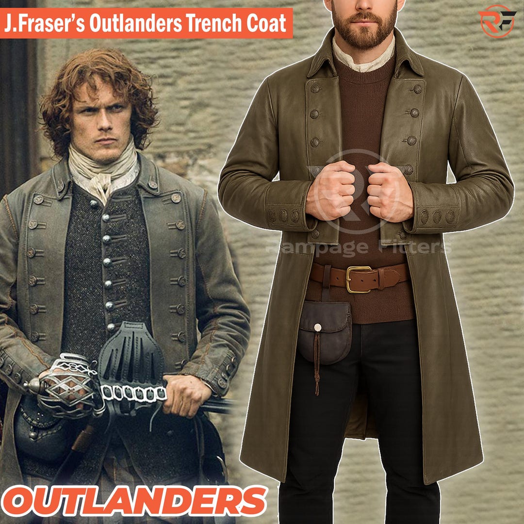 Jamie Fraser Outlanders Trench Coat | Leather Cosplay Costume for Men ...