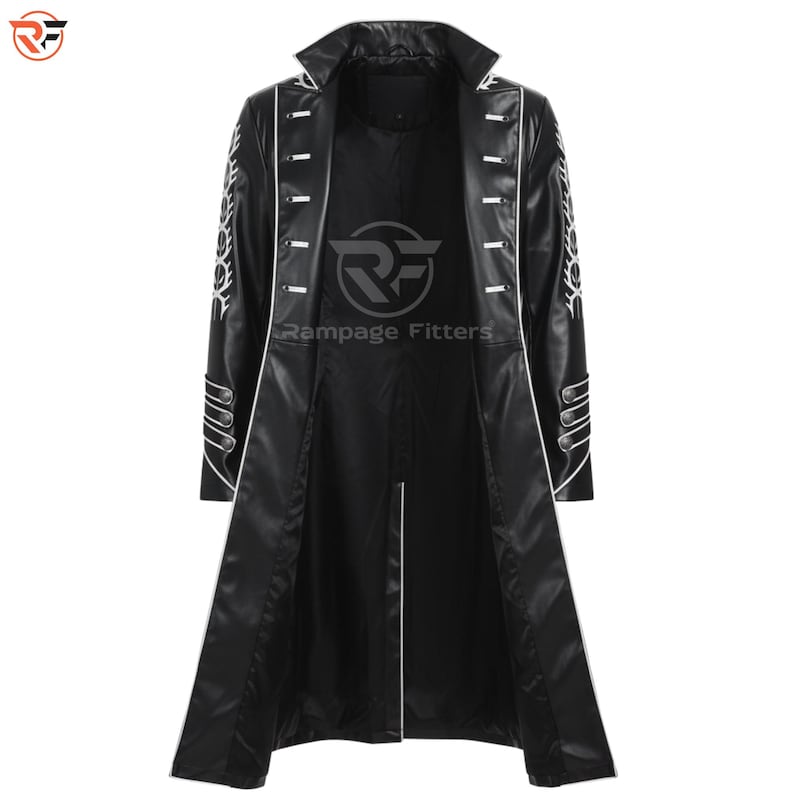DMC 5 Vergil Trench Coat | Black Leather Cosplay Costume - Etsy