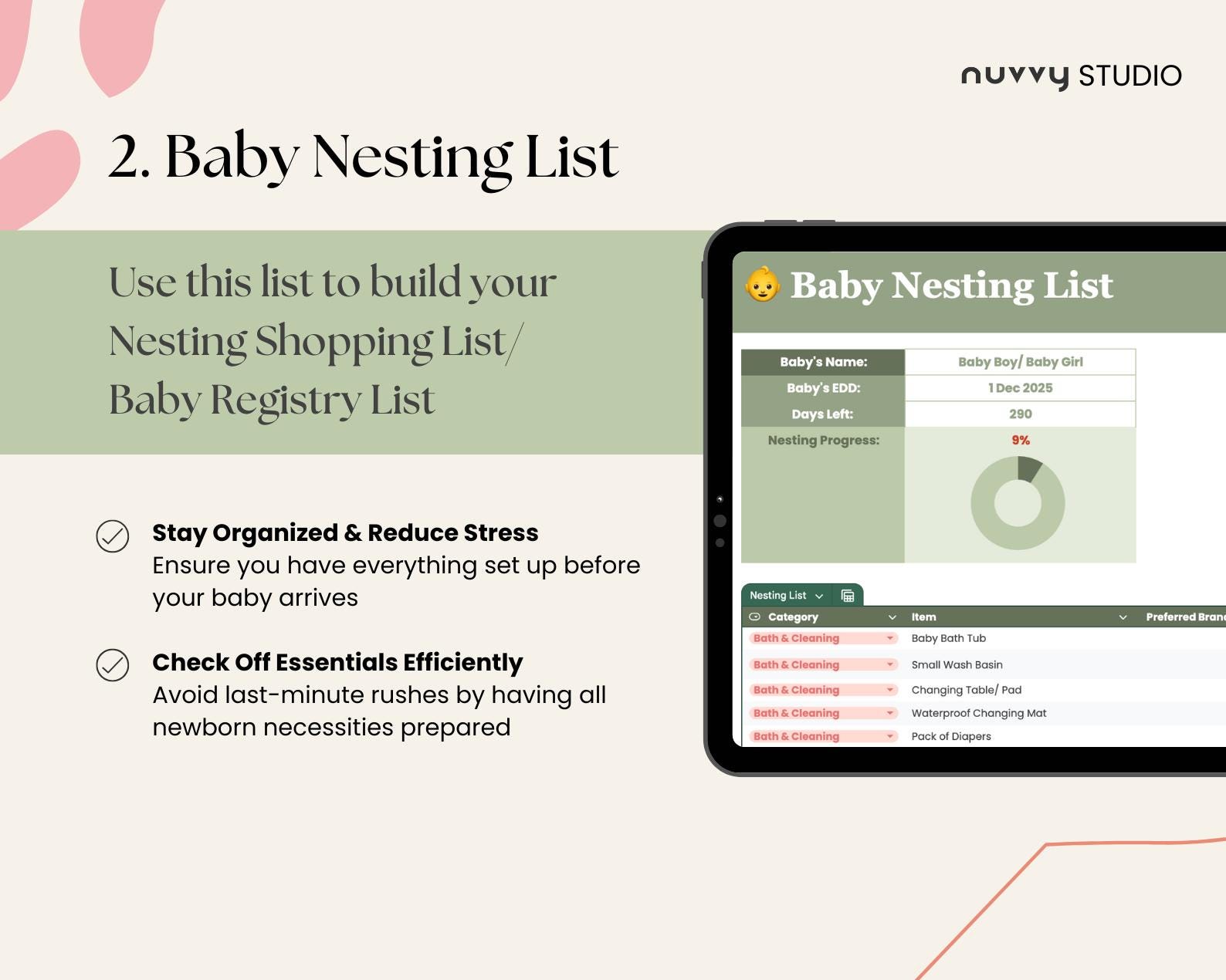 Baby Essentials Checklist Google Sheets Pregnancy Planner Baby Registry ...