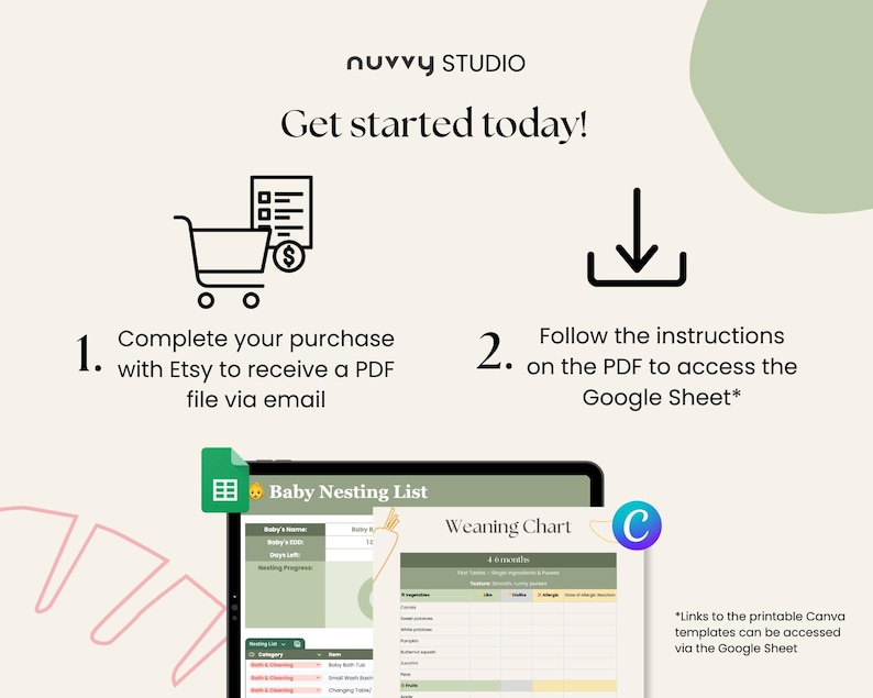 Baby Essentials Checklist Google Sheets Pregnancy Planner Baby Registry & Nesting List Weaning ...