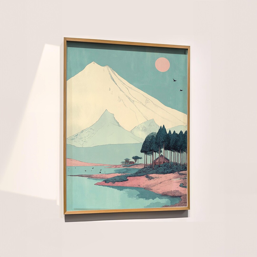 Vintage Japanese Forest Woodblock Art Print, Mount Fuji Botanical ...