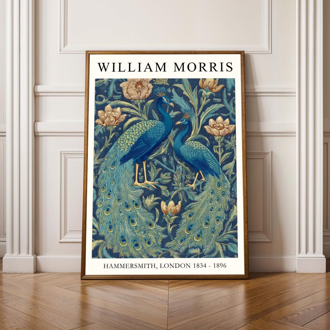 William Morris, Peacock Wall Art, Cottagecore Decor, Living Room Wall ...