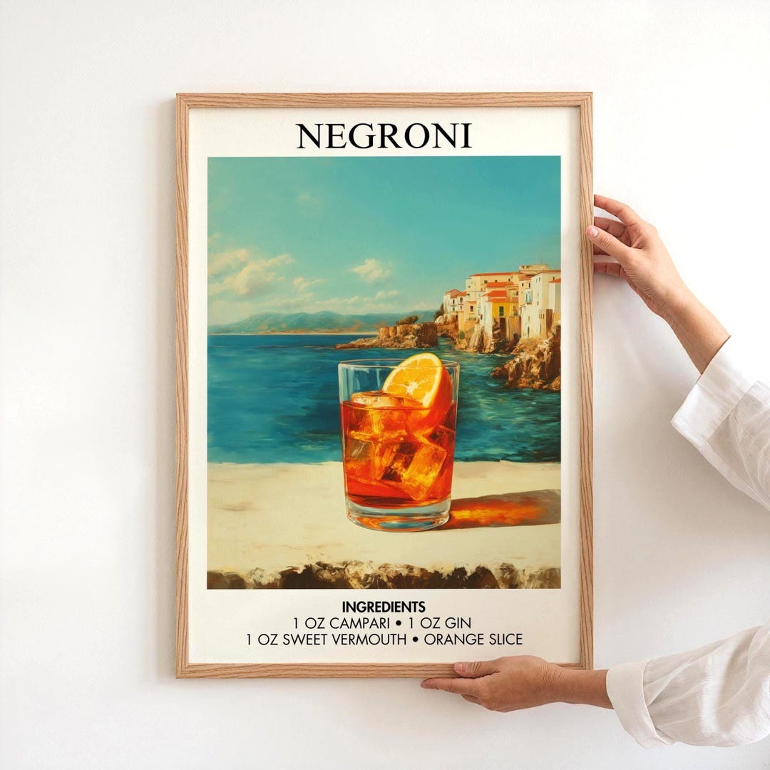 Negroni Poster, Trendy Cocktail Decor, Physical Print, Signature ...