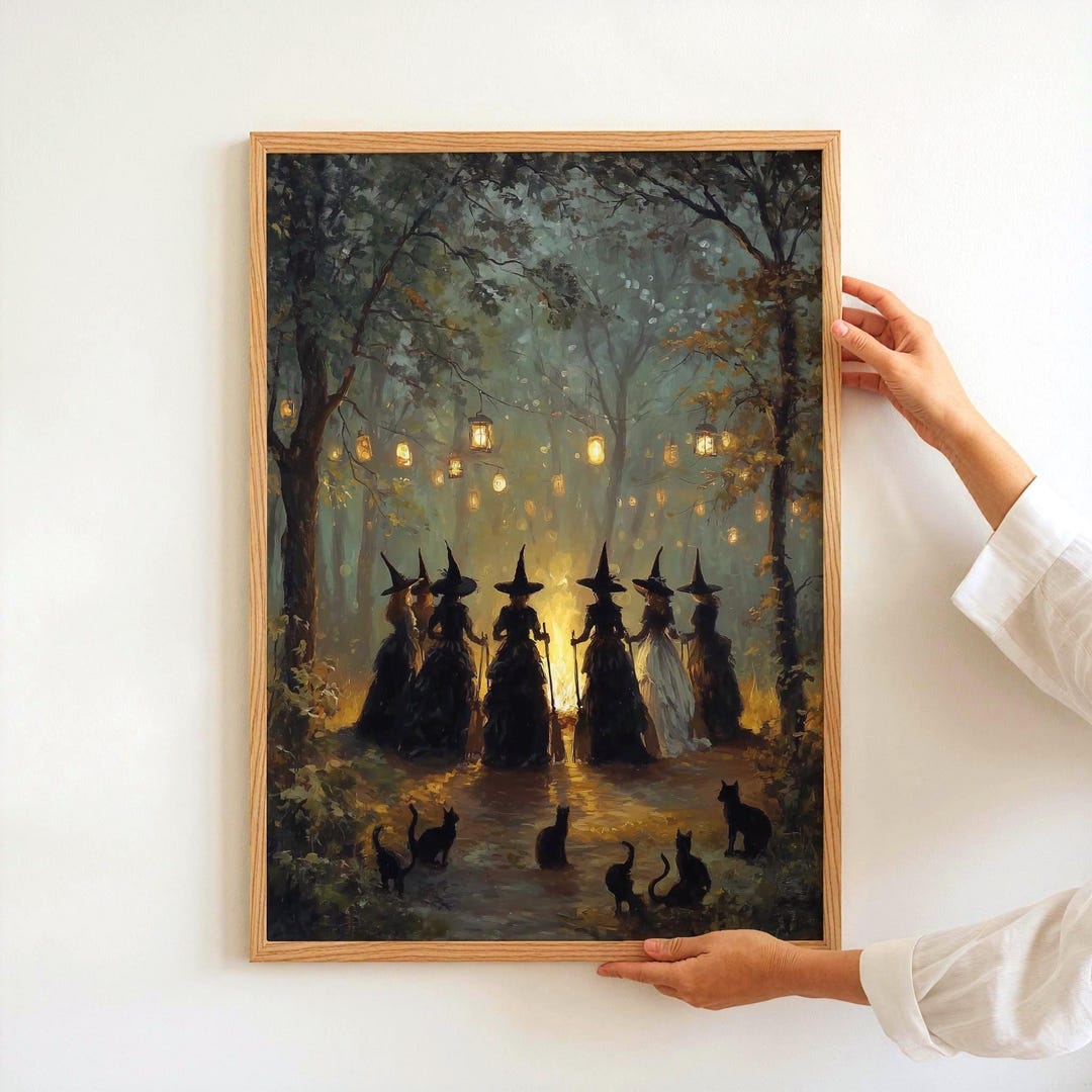 Spooky Witch Dorm Poster Halloween Printable Bonfire Coven Wall Art for ...