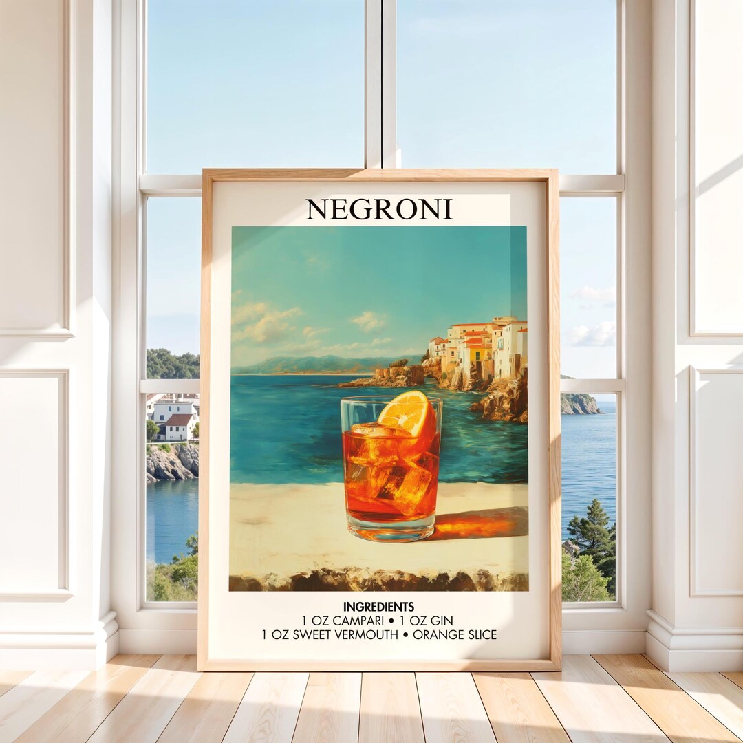 Negroni Poster Digital Print Kitchen Wall Art Bar Cart Decor Island ...