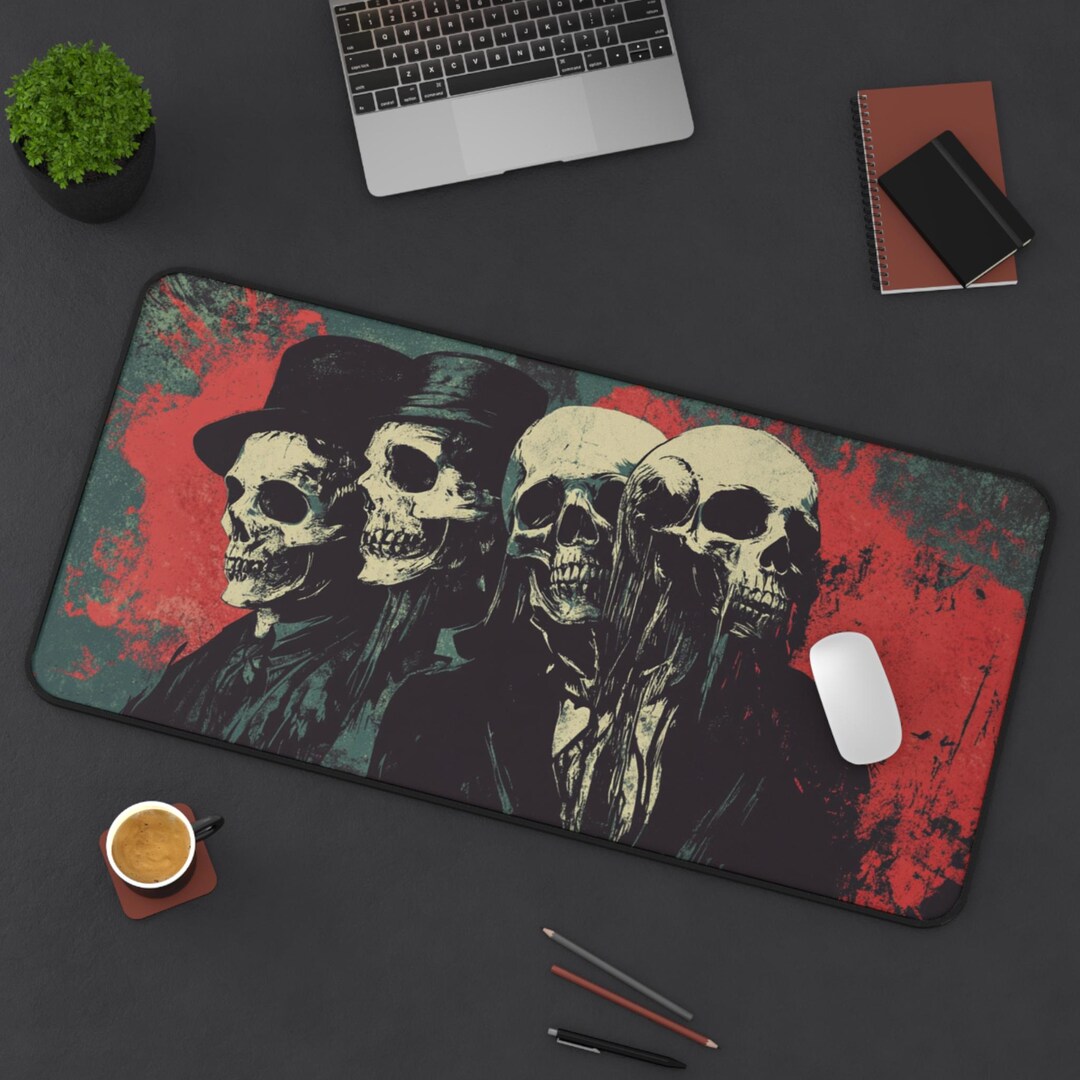 Gothic Skull Mouse Pad, Horror Art Desk Mat, Victorian Ghouls Design ...