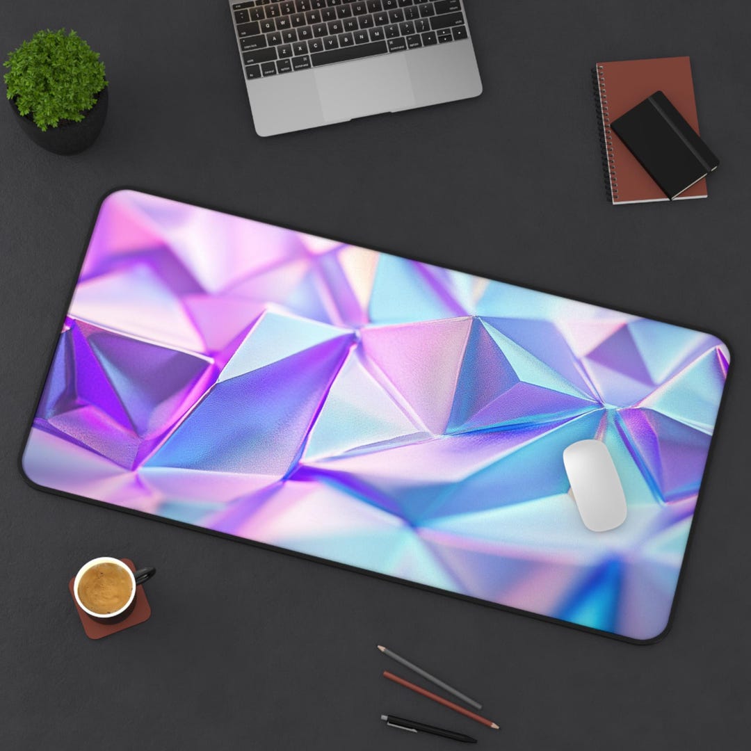 Holographic Origami Mouse Pad, Iridescent Diamond Desk Mat, Abstract ...