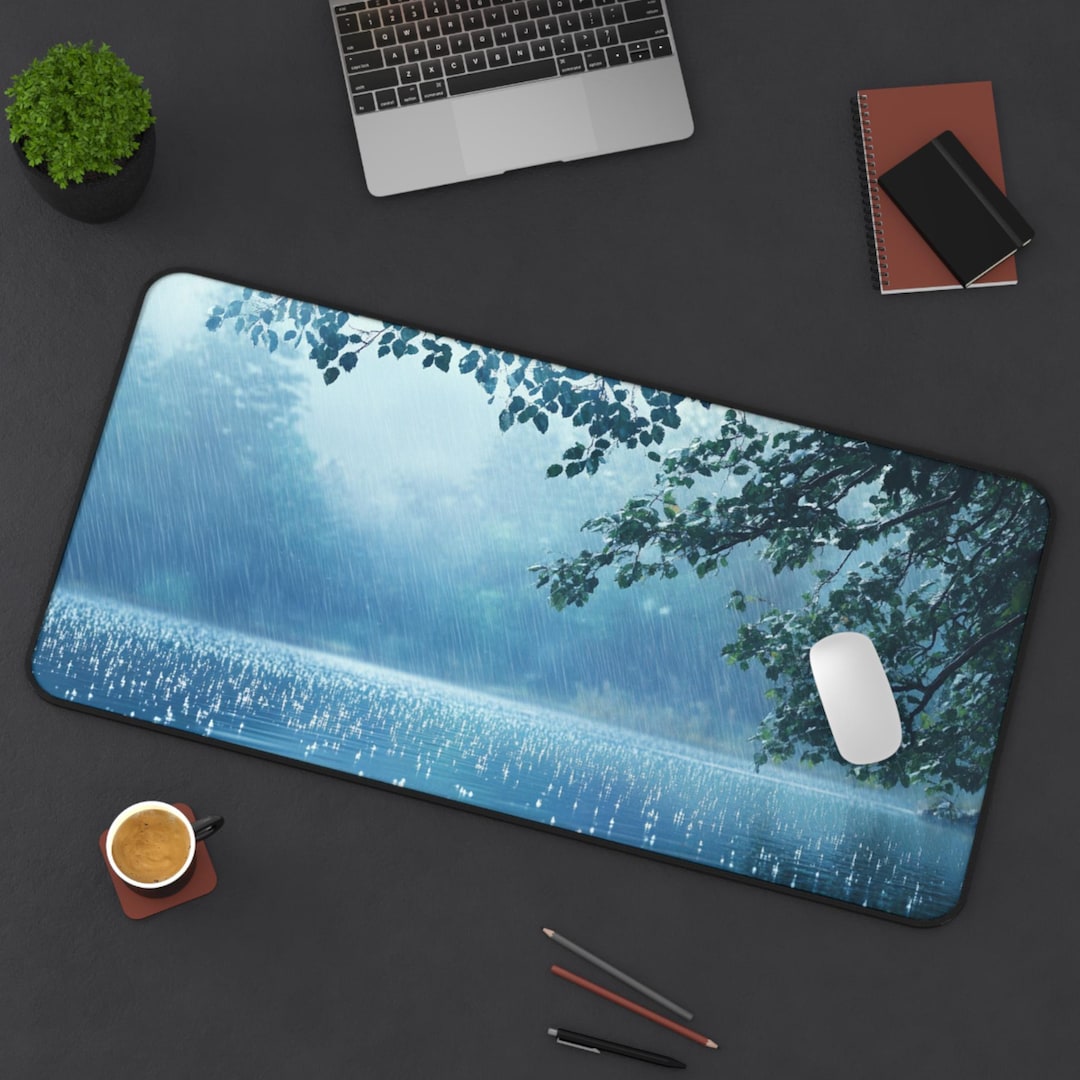 Rainy Day Mouse Pad, Lake Scene Desk Mat, Serene Water Mousepad ...