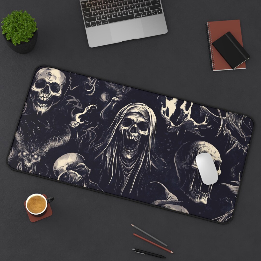 Gothic Horror Mouse Pad, Grim Reaper and Skull Desk Mat, Demon and ...