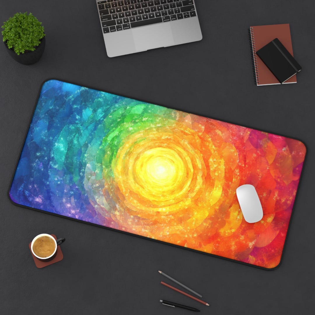 Rainbow Swirl Mouse Pad, Colorful Abstract Desk Mat, Positive Vibes ...