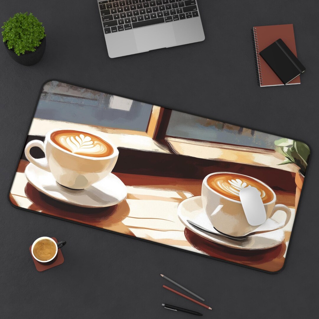 Aesthetic Coffee Mouse Pad, Latte Art Desk Mat, Cafe Scene Mousepad ...