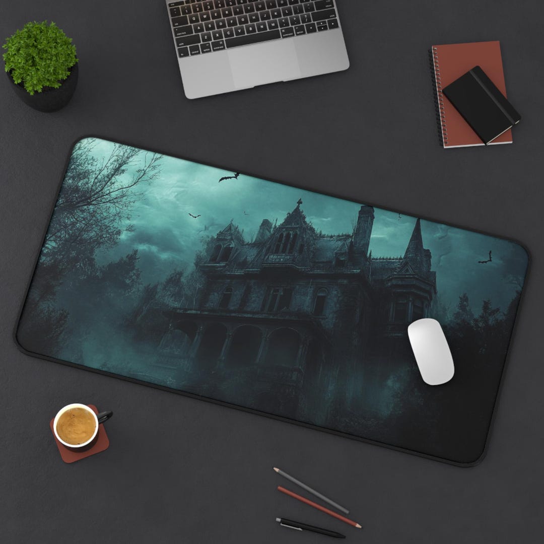 Haunted Mansion Mouse Pad, Gothic Horror Desk Mat, Spooky Haunted House ...