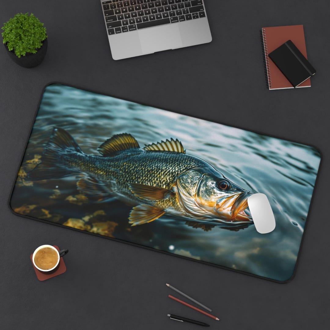 Largemouth Bass Mouse Pad, Fishing Desk Mat, Angler Gift Mousepad ...