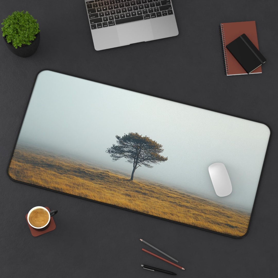 Lone Tree Mouse Pad, Misty Field Desk Mat, Nature Mouse Pad, Extended ...