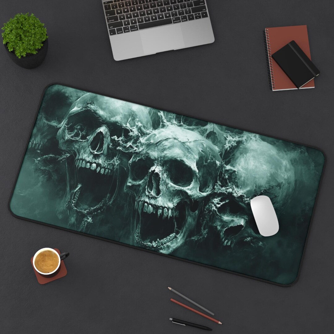 Gothic Skull Mouse Pad, Horror Art Desk Mat, Haunted Ghouls Design ...