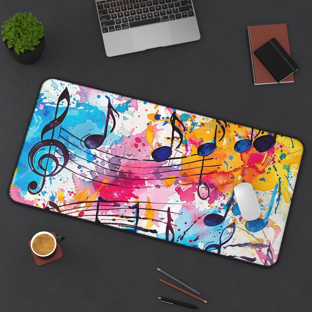 Music Mouse Pad, Paint Splash Desk Mat, Abstract Music Mousepad ...