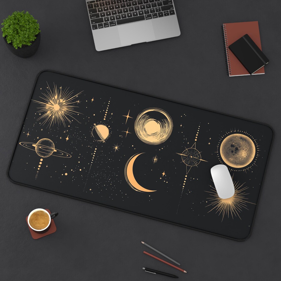 Celestial Desk Mat, Minimalist Mousepad, Starry Night Decor, Celestial ...