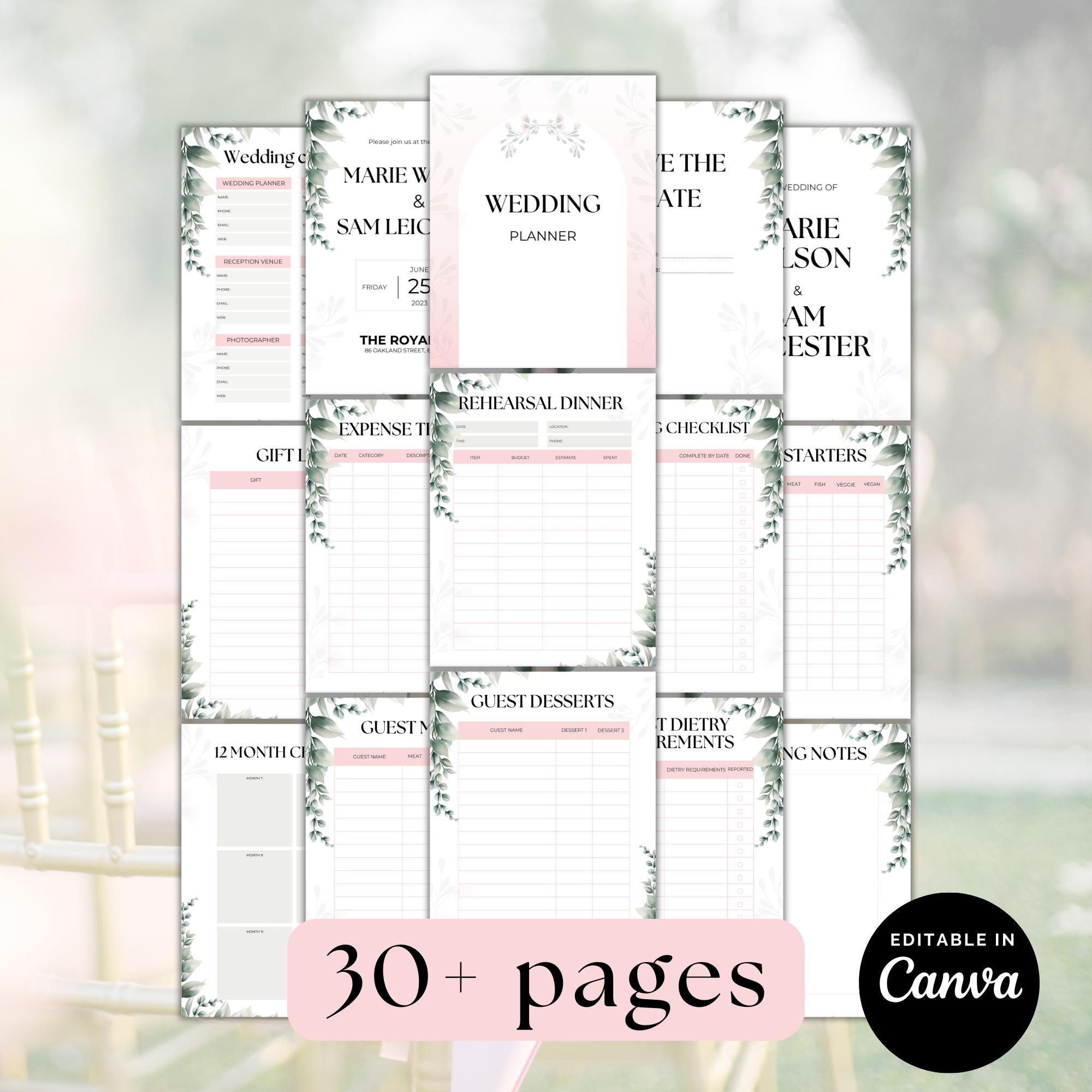 The Ultimate Wedding Planner Binder Template, Editable in Canva ...