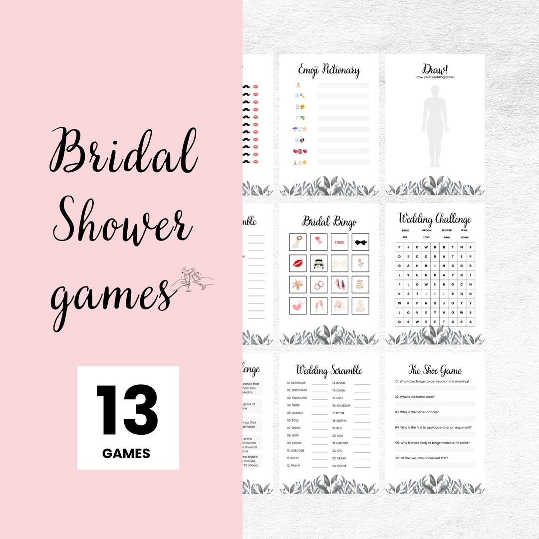 Bridal Shower Games Instant Download, Printable Games, Bachelorette ...