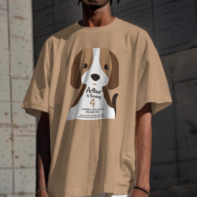 Editable Beagle Birthday Boy Party Invite Fun Dog Theme 4th Birthday ...