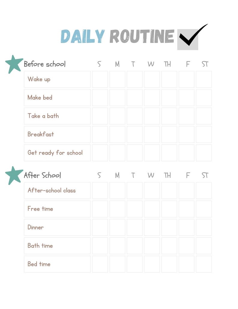 Daily Routine Printable Checklist Chart | Editable & Instant Download ...
