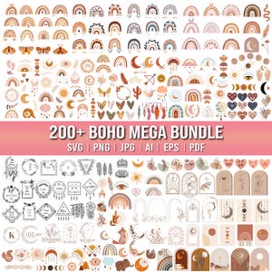 Boho SVG Bundle, Boho Clipart, Boho Elements, Bohemian Svg, Modern ...