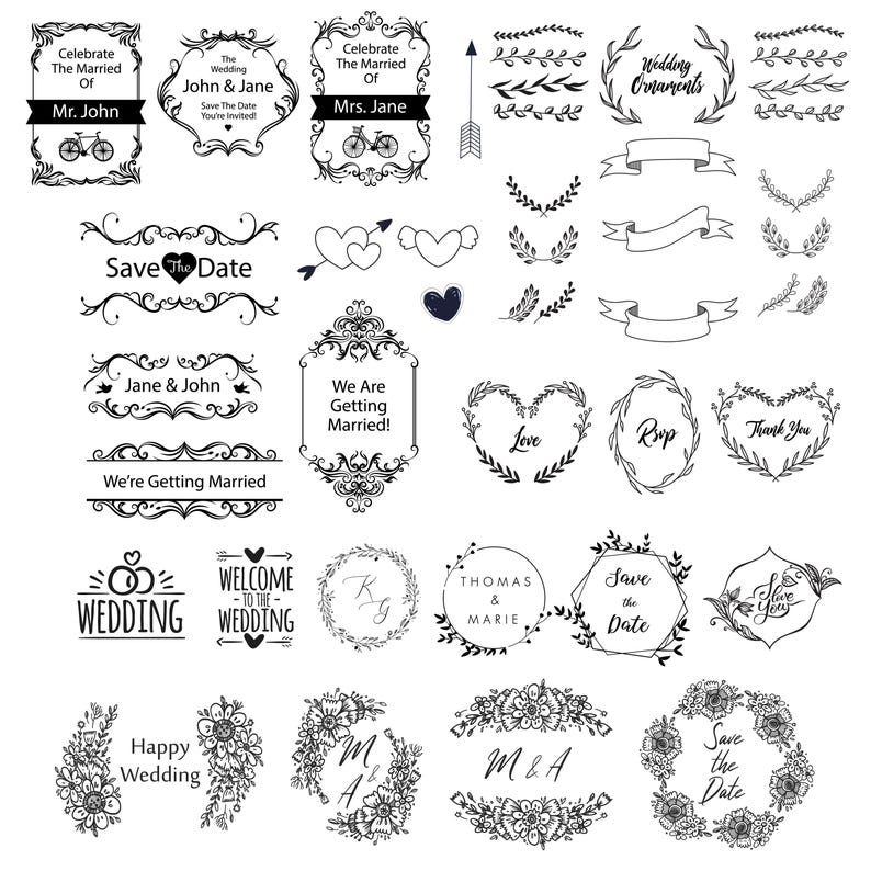 350+ Wedding SVG Bundle, Monogram Frames (digital Download) - Etsy