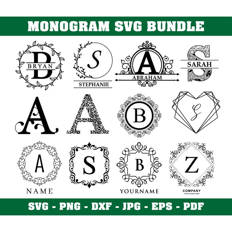 Floral Monogram SVG Bundle, Split Letter, Cricut Cut File (digital ...