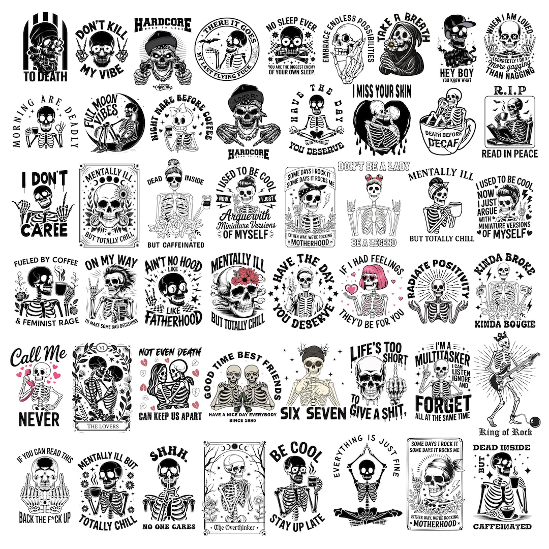 Funny Sarcastic Skeleton SVG Bundle, Adult Humor Clipart (digital ...