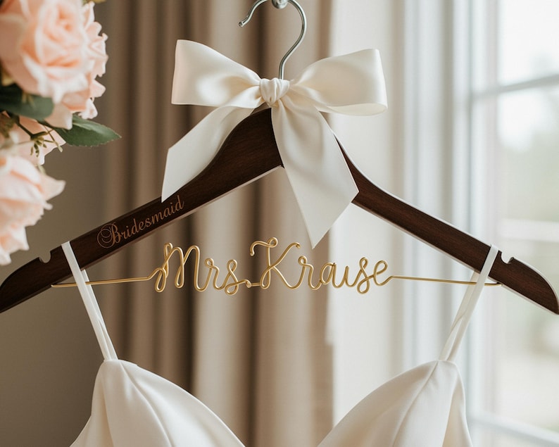 Personalized Wedding Dress Hanger | Custom Bride & Bridesmaid Hanger ...