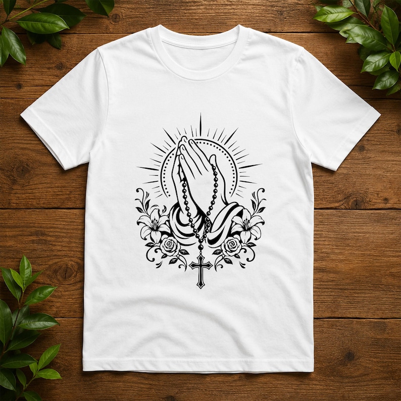 Praying Hands SVG Bundle, Rosary Cross SVG, Christian Faith PNG, Prayer ...
