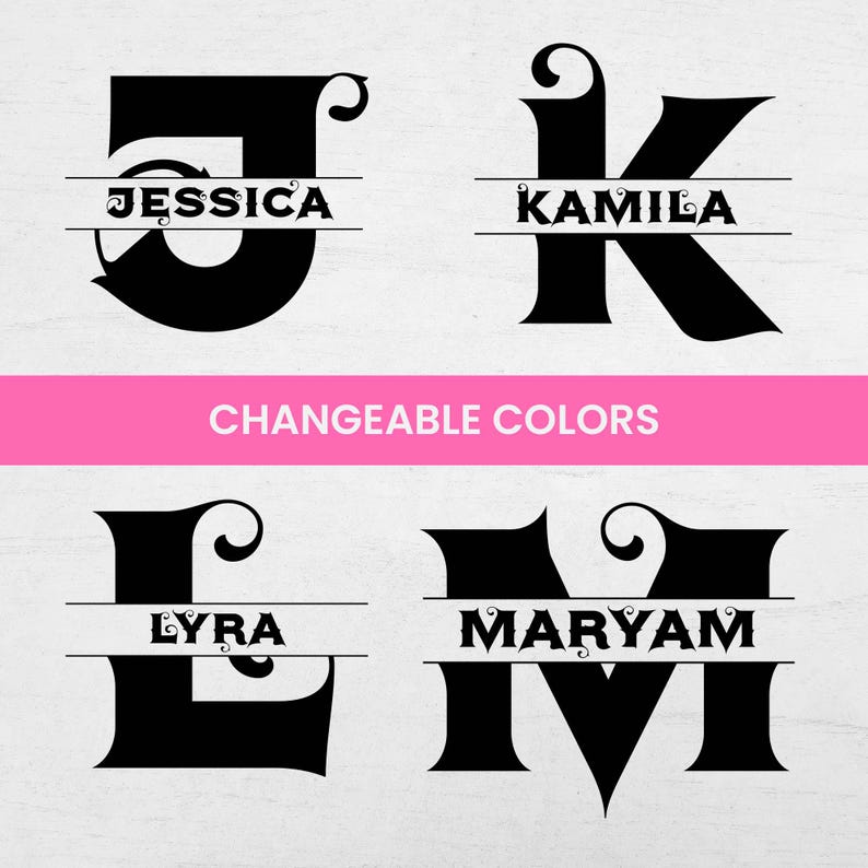 Split Monogram Alphabet SVG, Ai, Eps, Png and Jpg, Alphabet Split Name ...