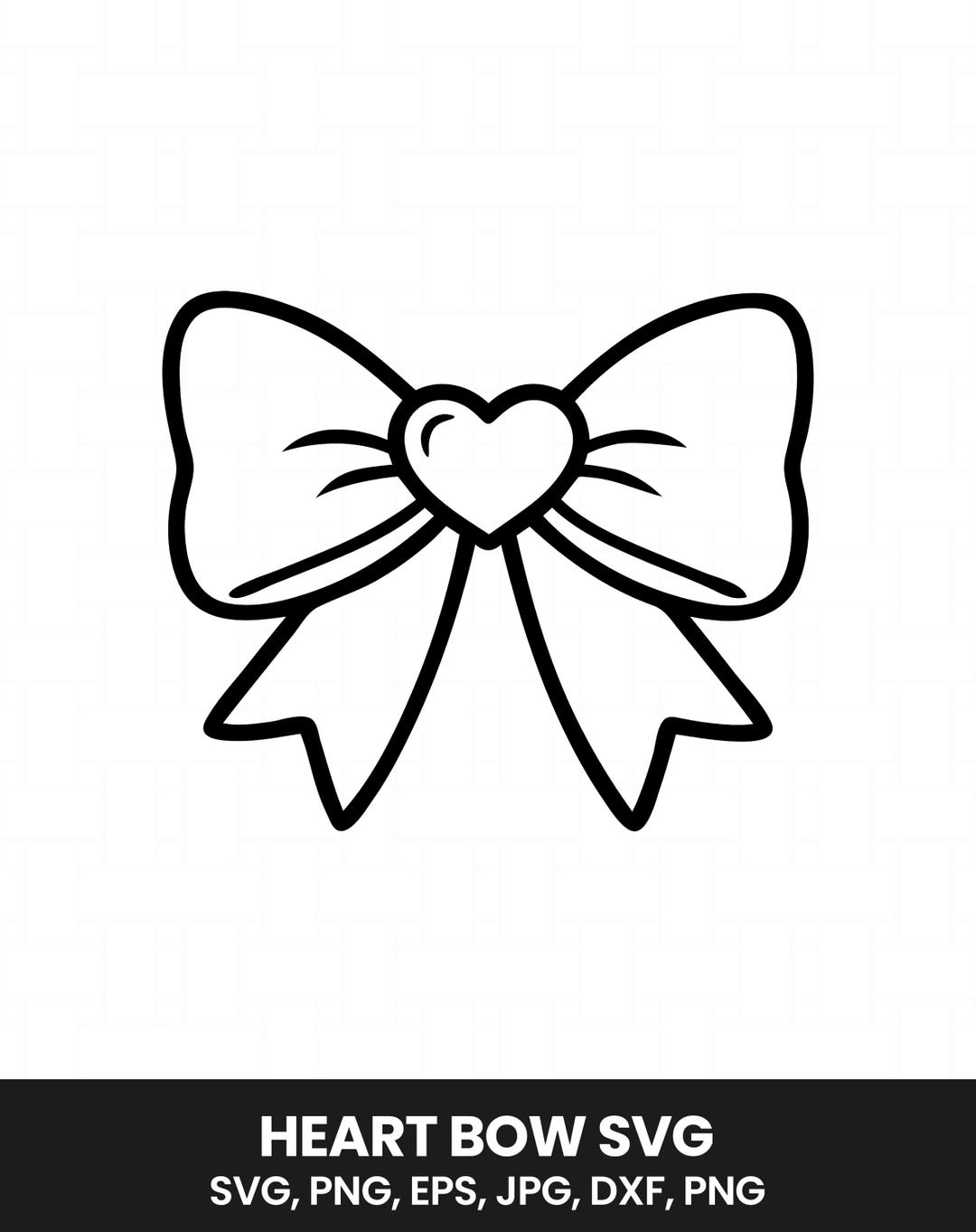 Heart Bow Svg Png Eps Jpg Dxf Ai, Heart Bow Silhouette, Coquette Bow ...