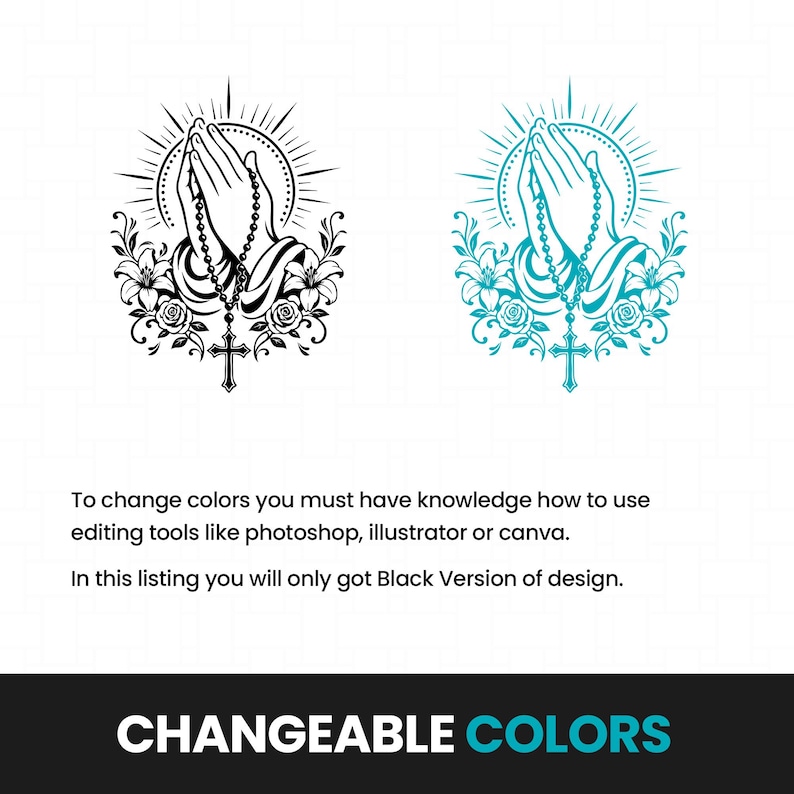 Praying Hands SVG Bundle, Rosary Cross SVG, Christian Faith PNG, Prayer ...