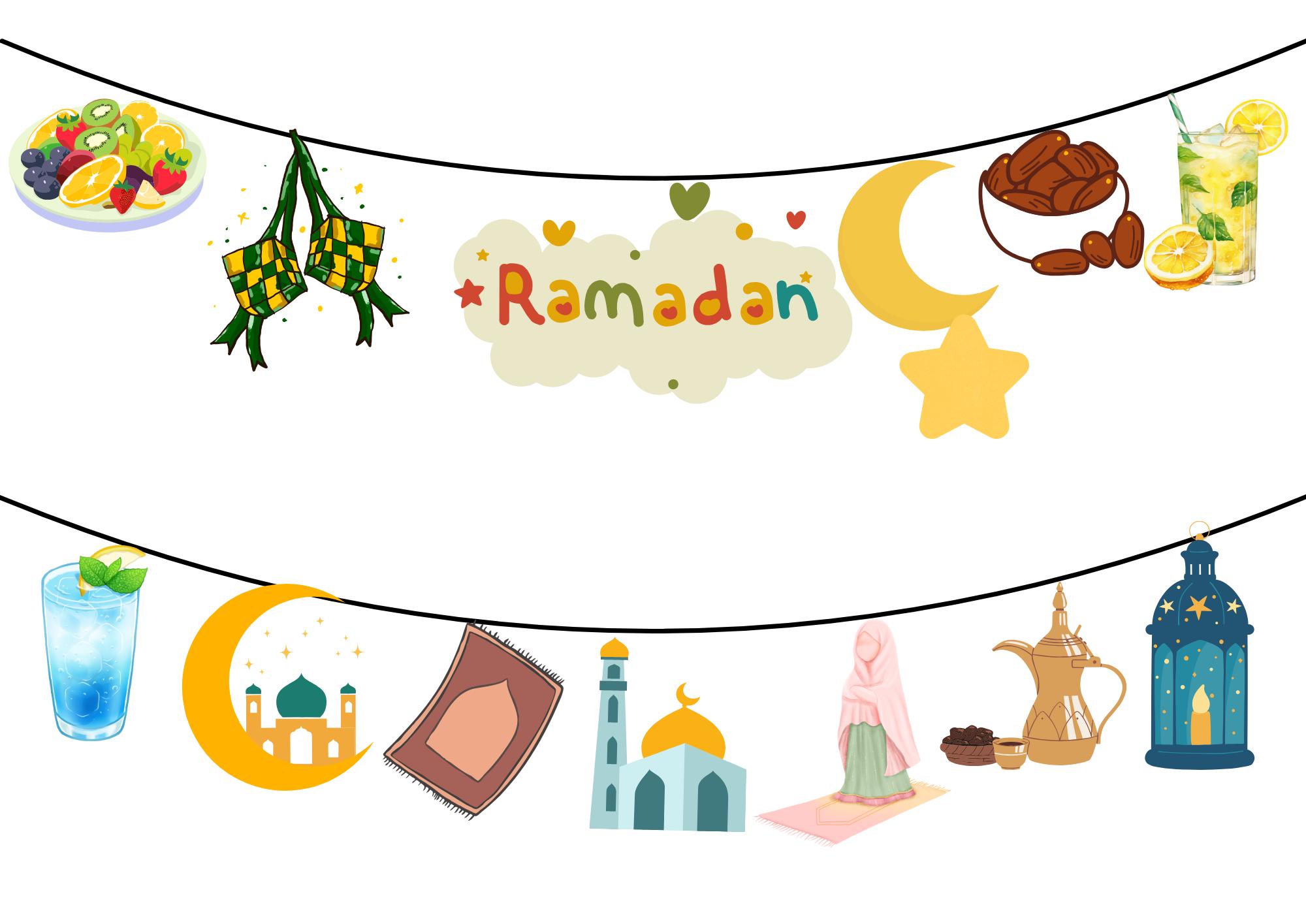 Printable Ramadan Bunting | Alphabet Arabic| Ramadan Kareem & Mubarak ...