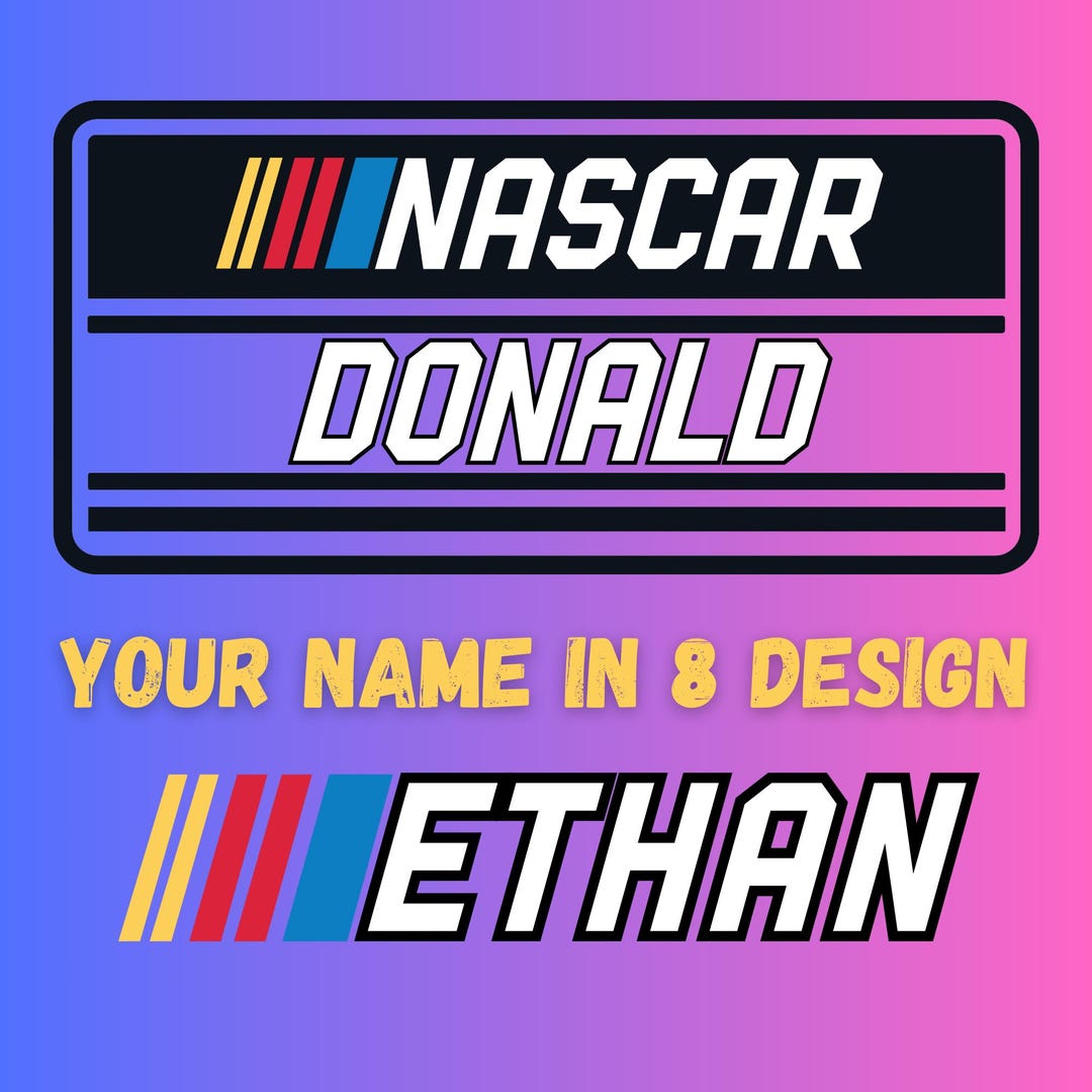 Custom NASCAR Name Logo Print – Personalized Race Car Wall Art, Racing ...