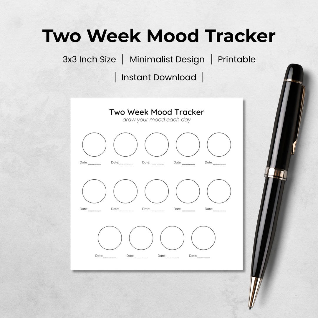 Printable Mood Tracker Cards 3x3 | Two Week Mood Tracker PDF | Mini ...