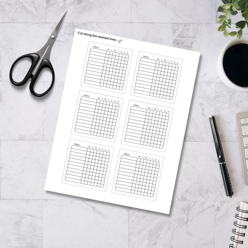 Printable Habit Tracker Cards 3x3 | Minimalist Weekly Planner | Sticky ...