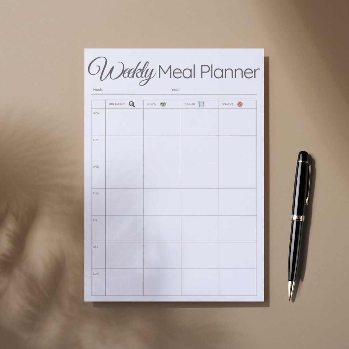 Printable Weekly Meal Planner | Digital Meal Journal PDF | Fillable ...